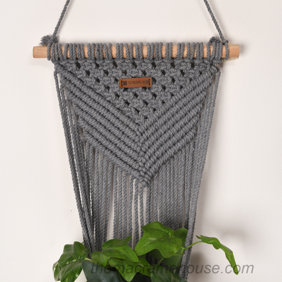 Handmade Macrame Wall Plant Hanger - Grey Color with 100% Cotton Cord ...
